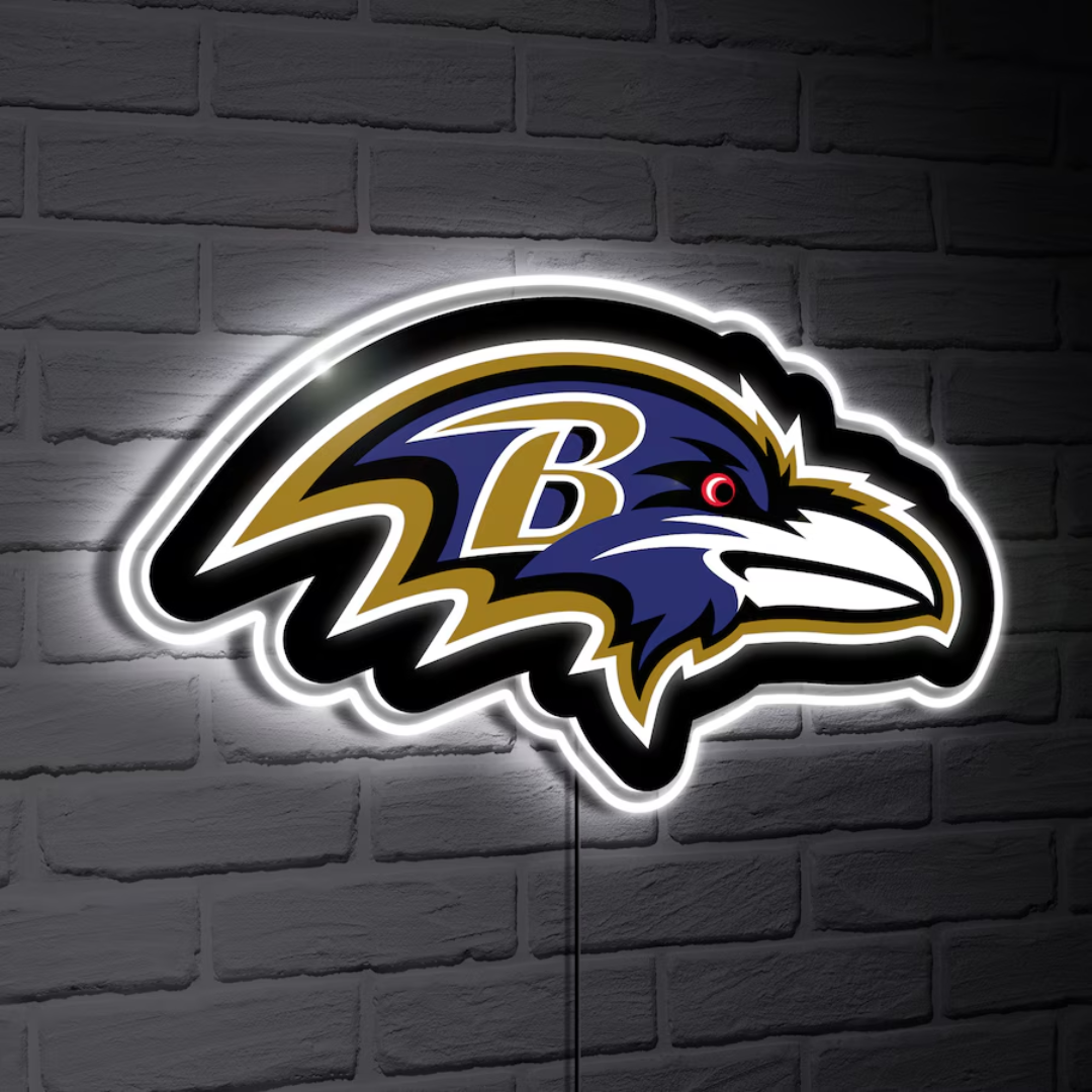Baltimore Ravens LED Wall Decor Glazelite Logo | Poor Boys Sports