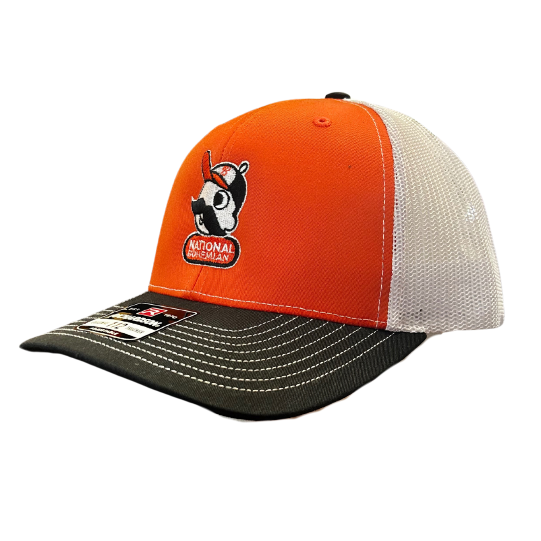 Baltimore Natty Boh Baseball Logo Pill Tricolor Trucker Hat | Poor Boys ...